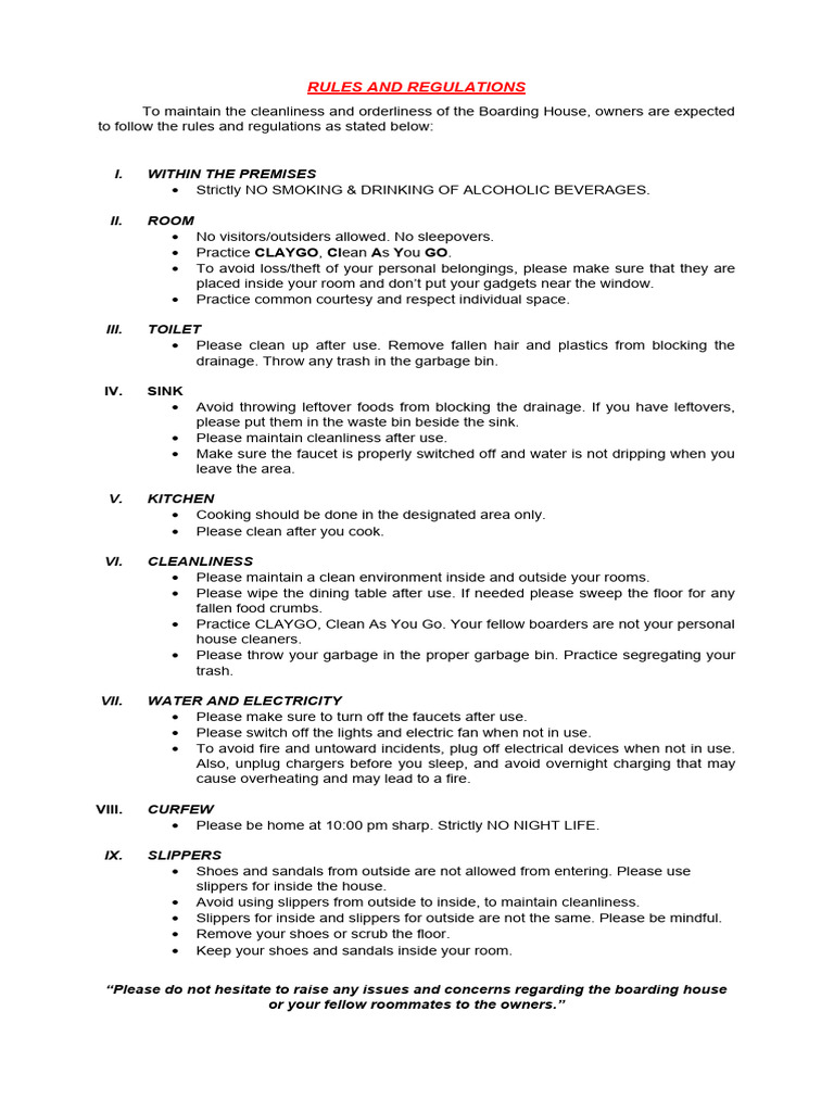 RULES AND REGULATIONS | PDF | Home