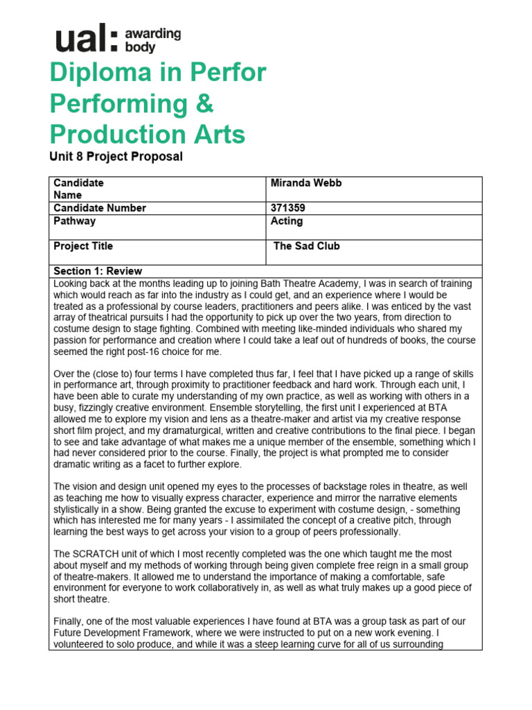 Miranda Webb Project Proposal | PDF | Knowledge | Thought