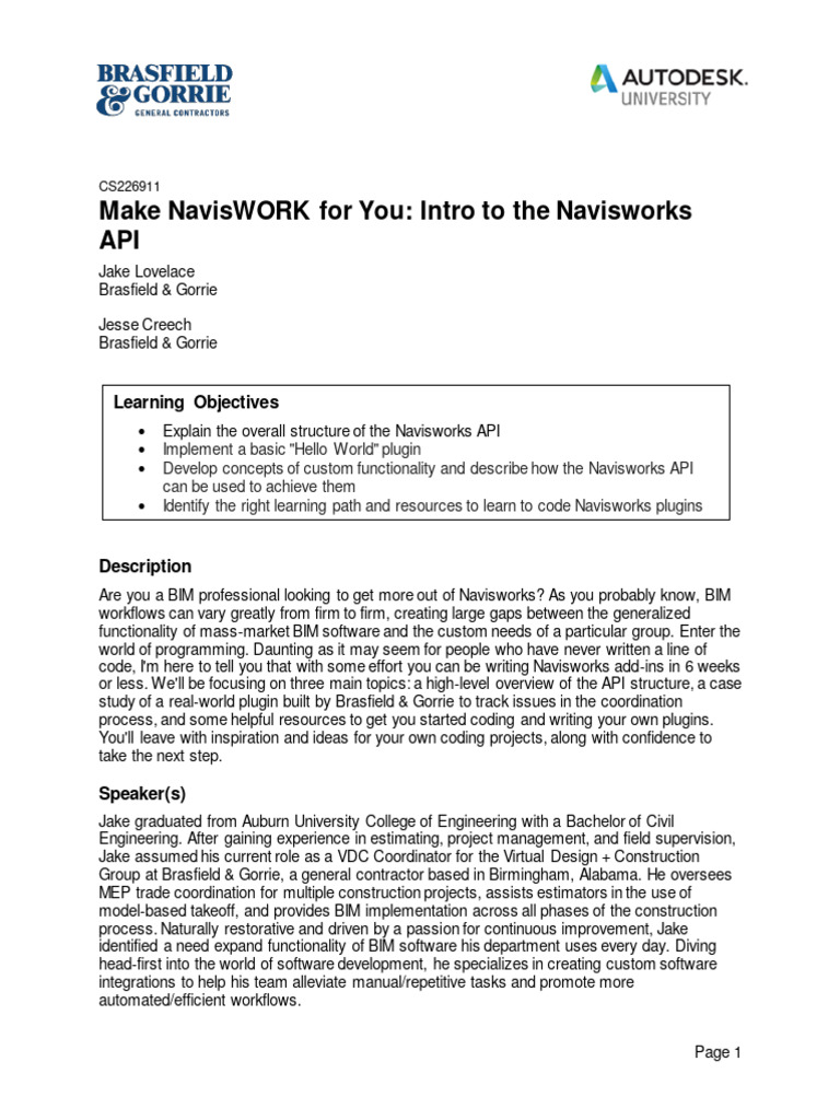 Navisworks API Intro for BIM Pros | PDF | C Sharp (Programming Language) | Class (Computer ...