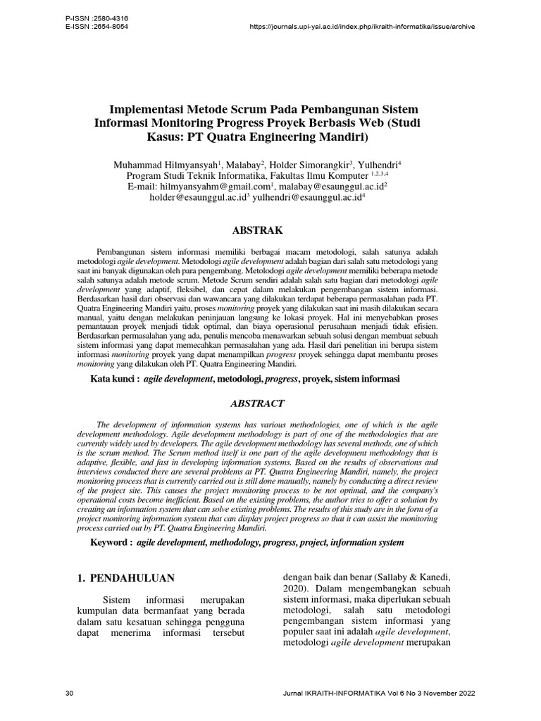 Implementasi Metode Scrum Pada Pembangunan Sistem | PDF | Komputer