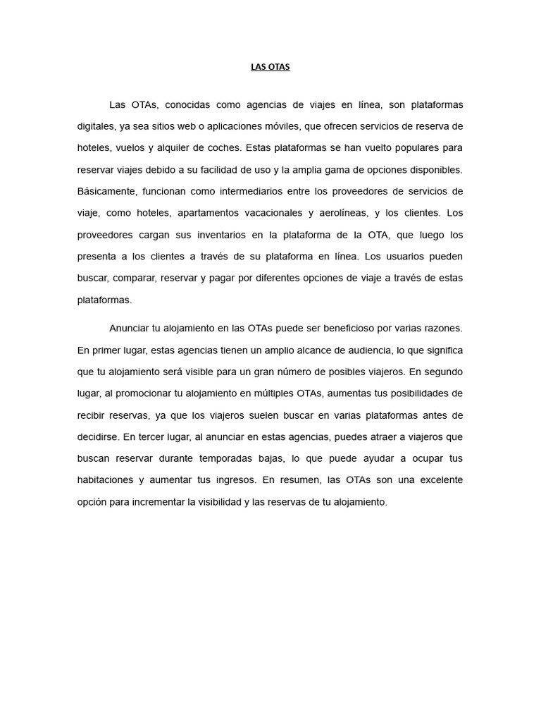 Significado y beneficios de las OTAs | PDF