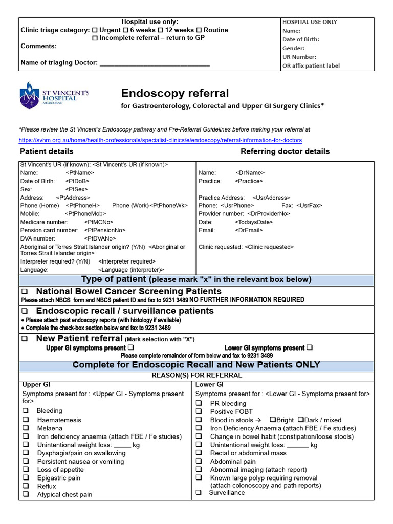 StV-Endoscopy-GP-Referral-Form-BP-v2 | PDF | Endoscopy | Colorectal Cancer