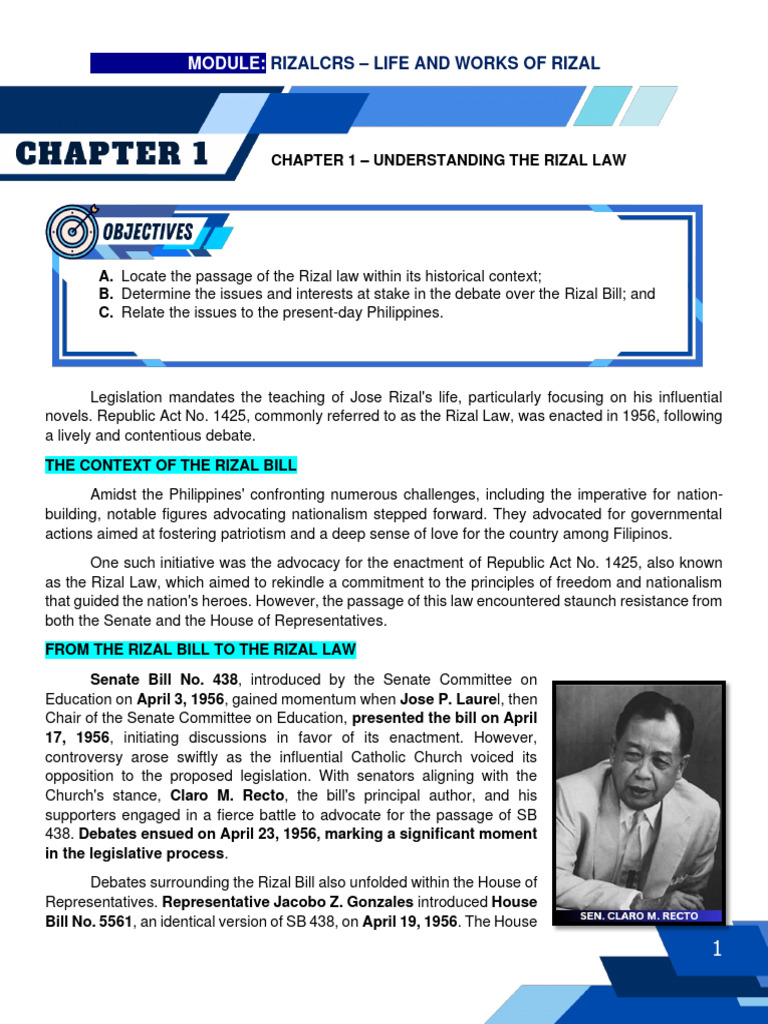 Chapter 1 - Understanding The Rizal Law | PDF