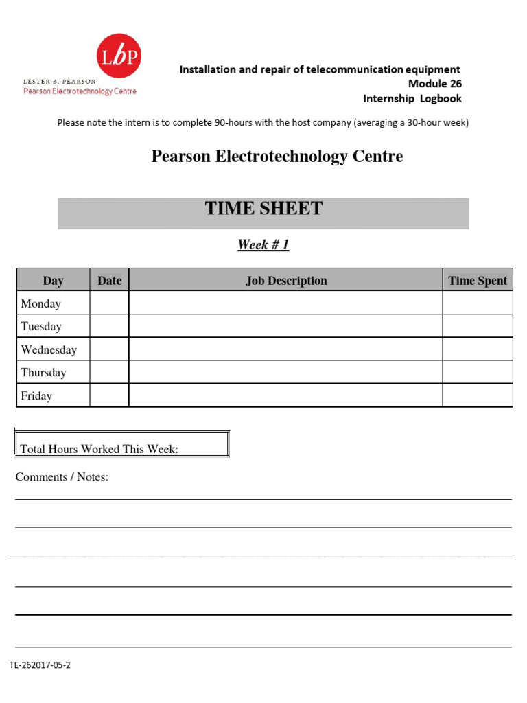Te 262017 05 2 Internship Logbook Report Writable Pdf