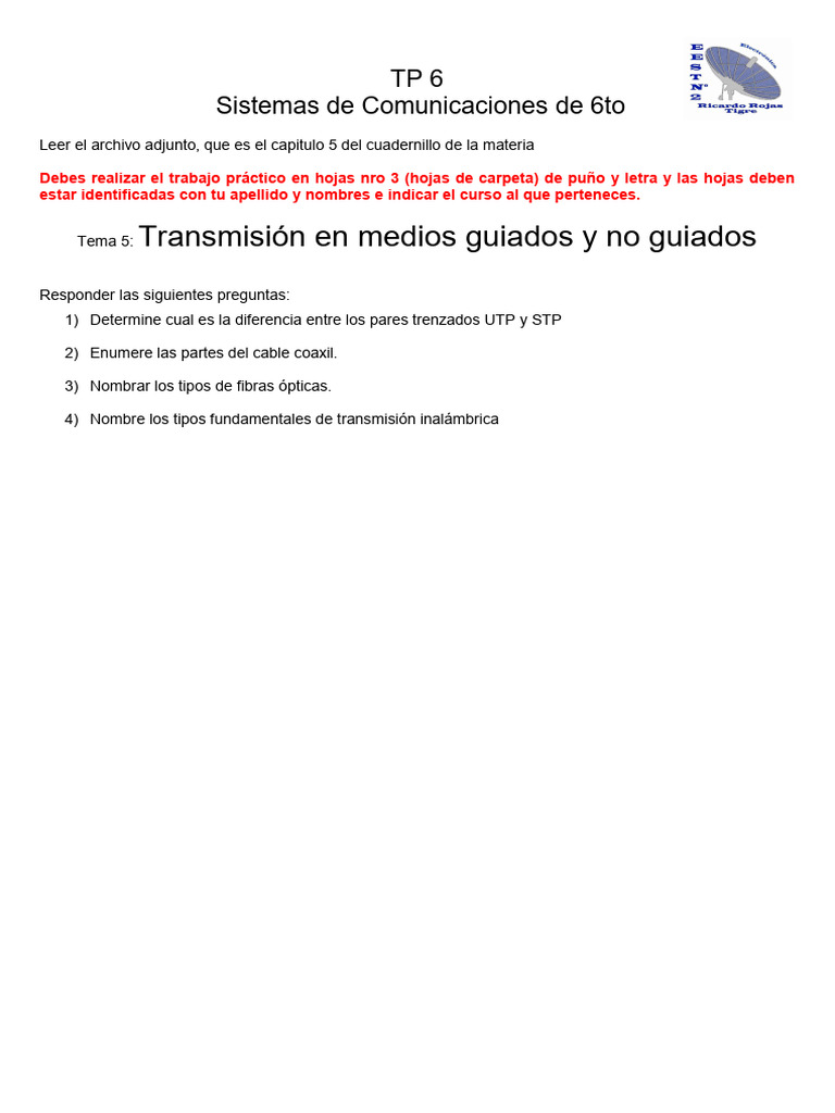 Siscom 6° TP6 | PDF | Fibra óptica | Cable coaxial
