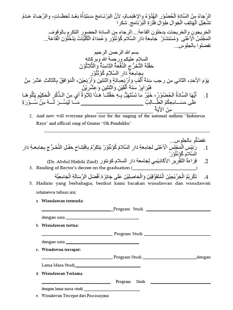 Teks MC Wisuda Angkatan 38 | PDF