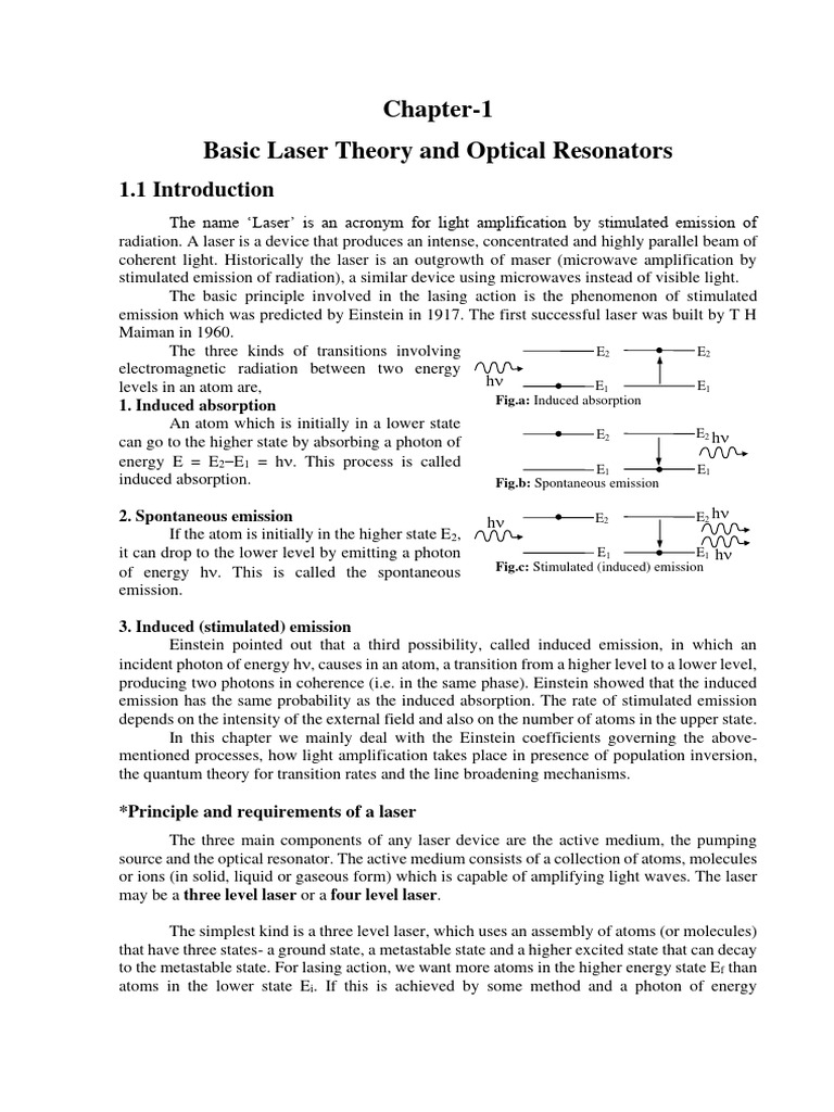 2020 Chapter-1 Basic Laser Theory and Optical Resonators New Word | PDF ...