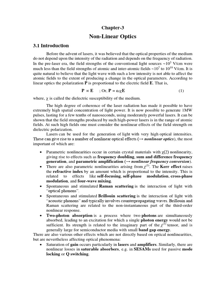 2020 Chapter-3 Non-Linear Optics New Word File | PDF | Nonlinear Optics ...