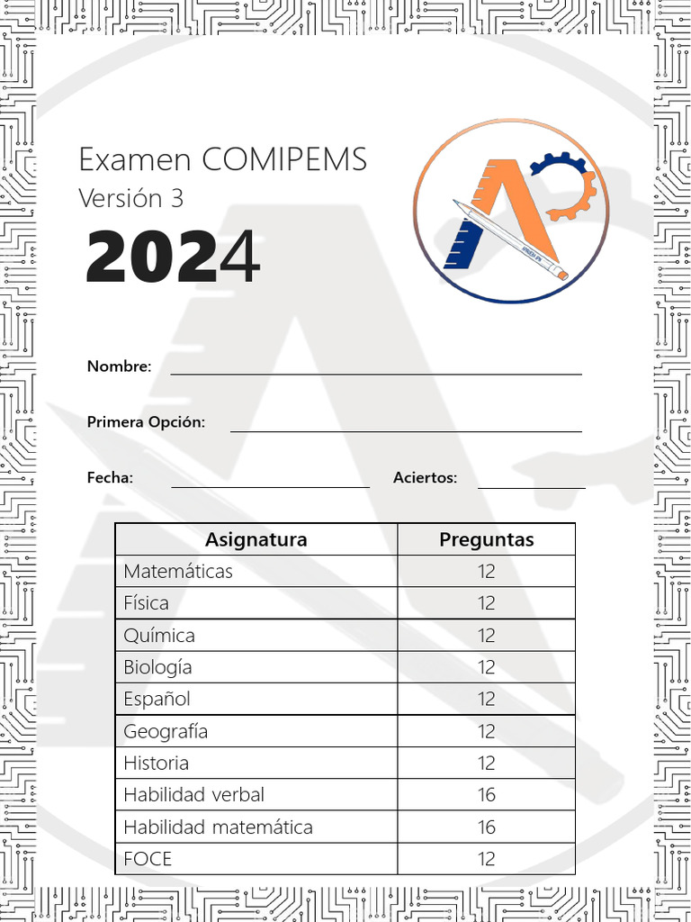 EXAMEN SIMULACRO COMIPEMS-Versión 3 - 2024 | PDF | Tierra | Rieles