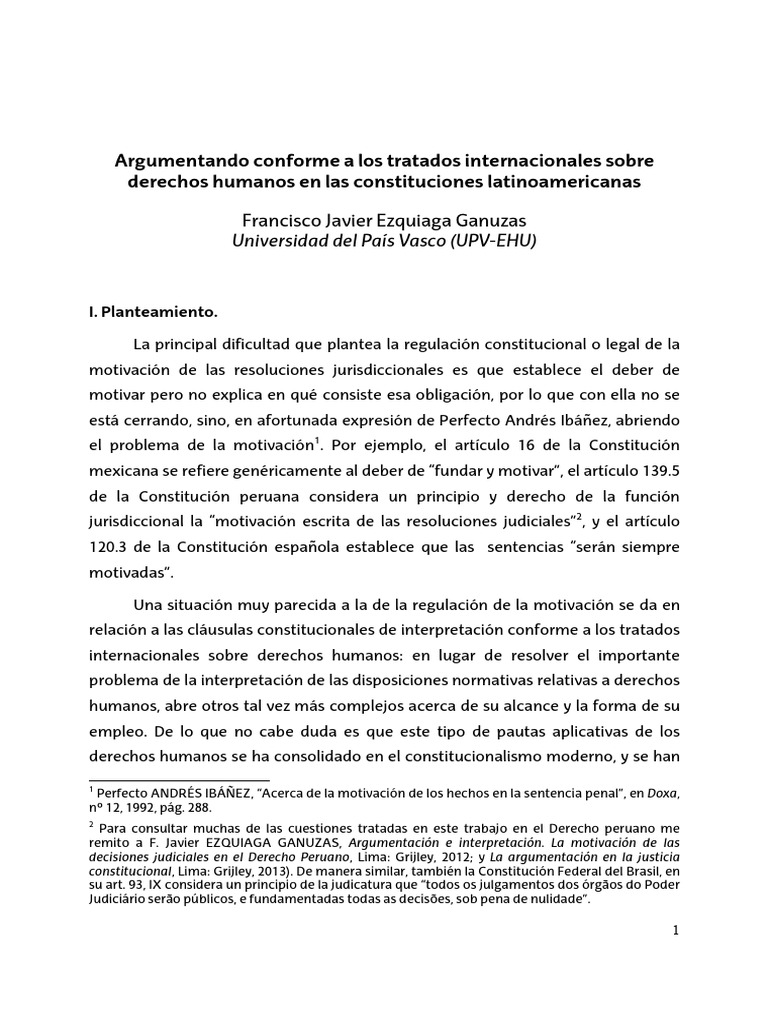 EZQUIAGA-Argumentando Conforme A Los Tratados Internacionales - Alicante | PDF | Constitución ...