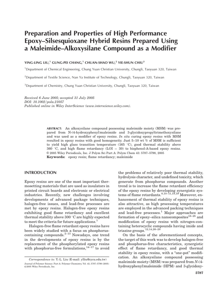 2005 Preparation and Properties of High Performance Epoxy ...