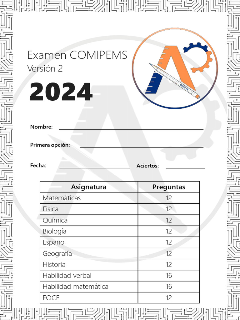 Examen Simulacro COMIPEMS 2024 | PDF | Radiación electromagnética | Redox