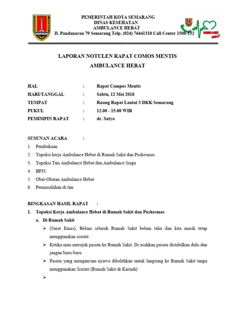 Notulen Rapat Compos Mentis | PDF