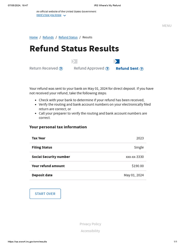 IRS Where's My Refund | PDF