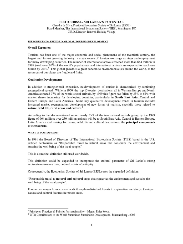 De Silva '04-Ecotourism-Sri Lanka's Potential | Download Free PDF ...
