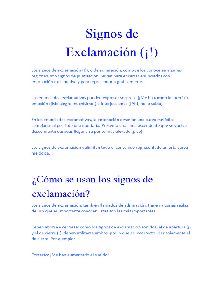 ¿Cómo Se Usan Los Signos de Exclamación? | PDF | Puntuación | Símbolos ...