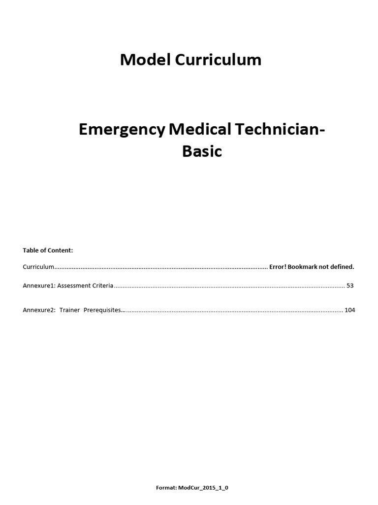Model Curriculum - EMT-B - v1.00 | PDF | Emergency Medical Technician ...
