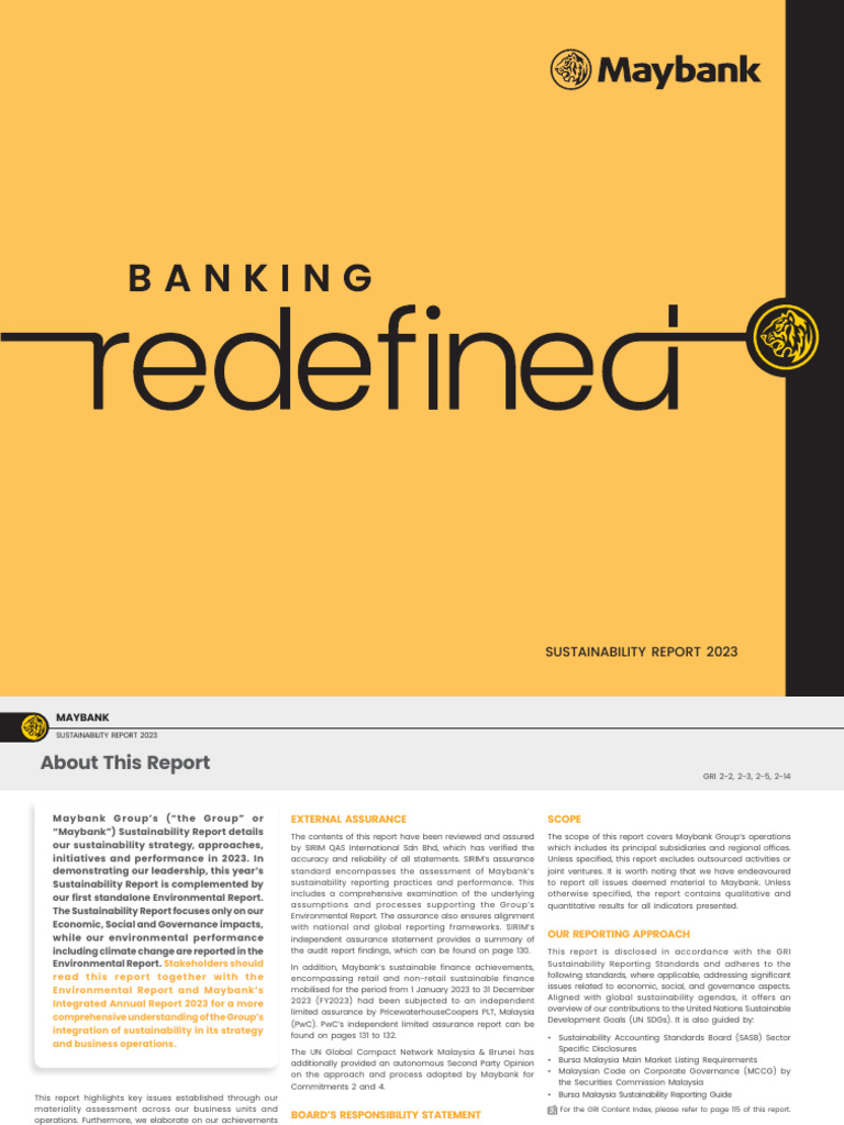 Maybank Sustainability Report 2023 | PDF | Banks | Sustainability