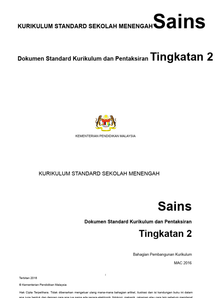 DSKP KSSM Sains Tingkatan 2 | PDF