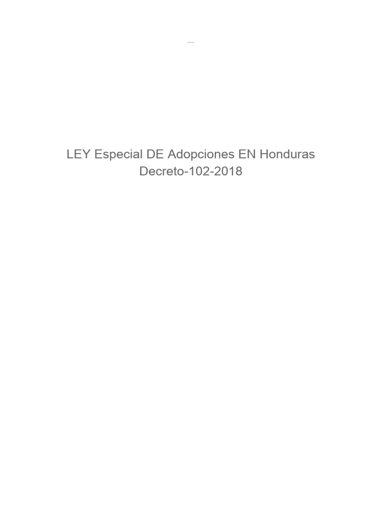 Ley Especial de Adopciones en Honduras Decreto | PDF | Adopción | Honduras