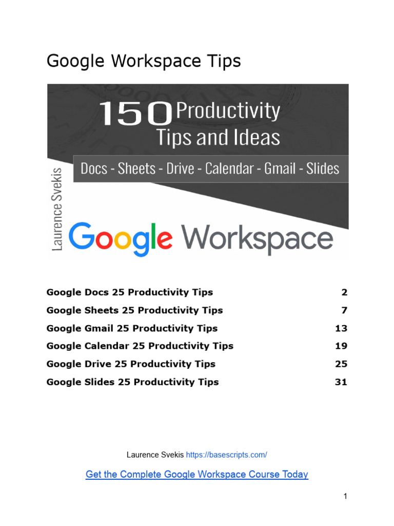 Google Workspace Tips | PDF | Computer File | Spreadsheet