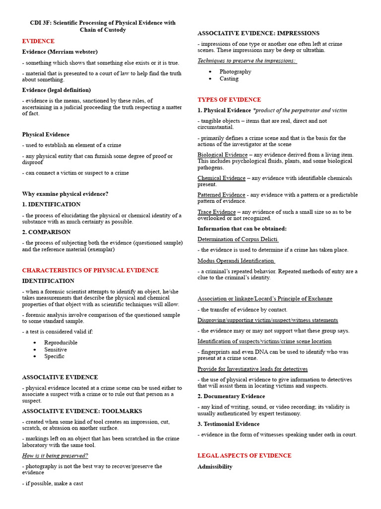 Cdi 3f Notes | PDF | Crime Scene | Fingerprint