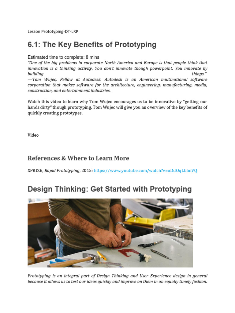 Lesson Prototyping DT LRP | PDF | Design Thinking | Prototype