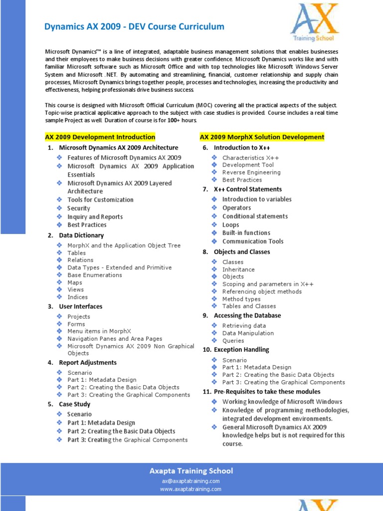 Dynamics AX - Morphx X++ Development | PDF | Microsoft | Object (Computer Science)