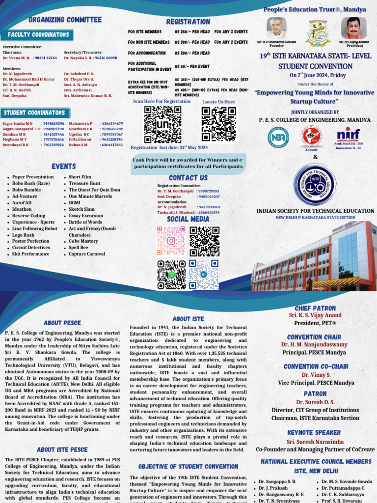 19th ISTE Karnataka State Level Student Convention | PDF | Vocational Education