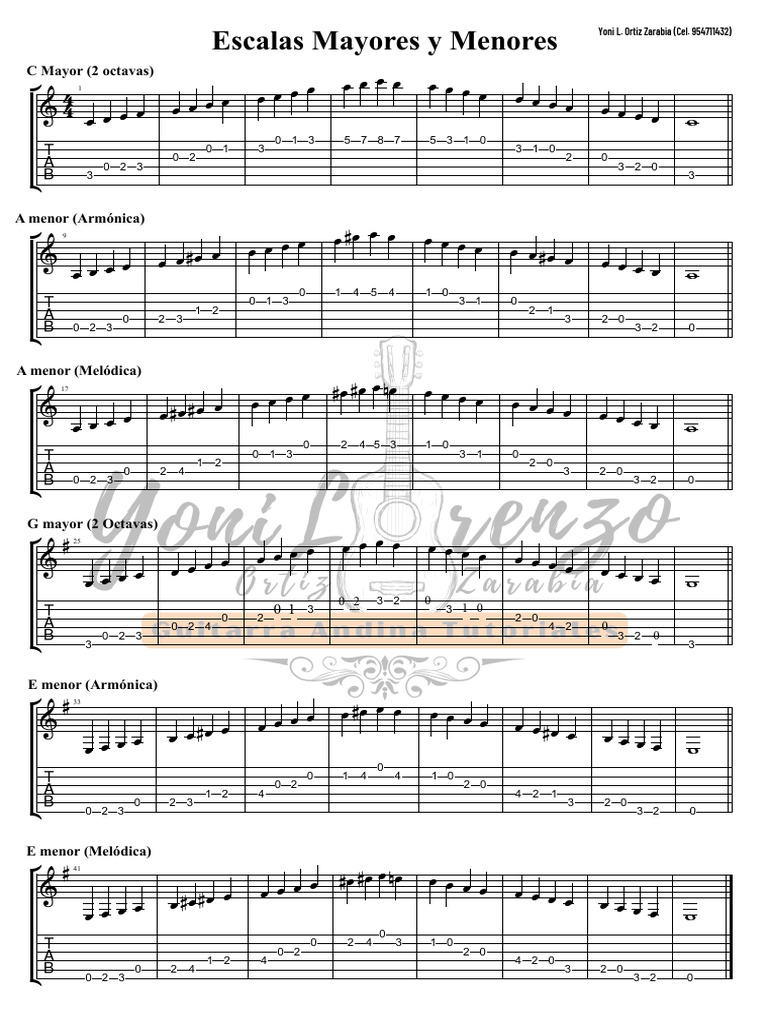 Escalas Musicales: Mayores y Menores | PDF | Teoría musical | Elementos ...