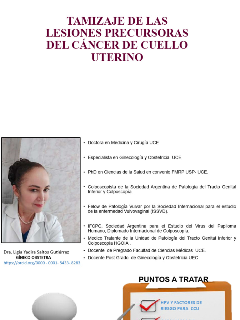 CLASE 2 Tamizaje de Las Lesiones Precursoras Del CCU | PDF | Neoplasias | Medicina CLINICA