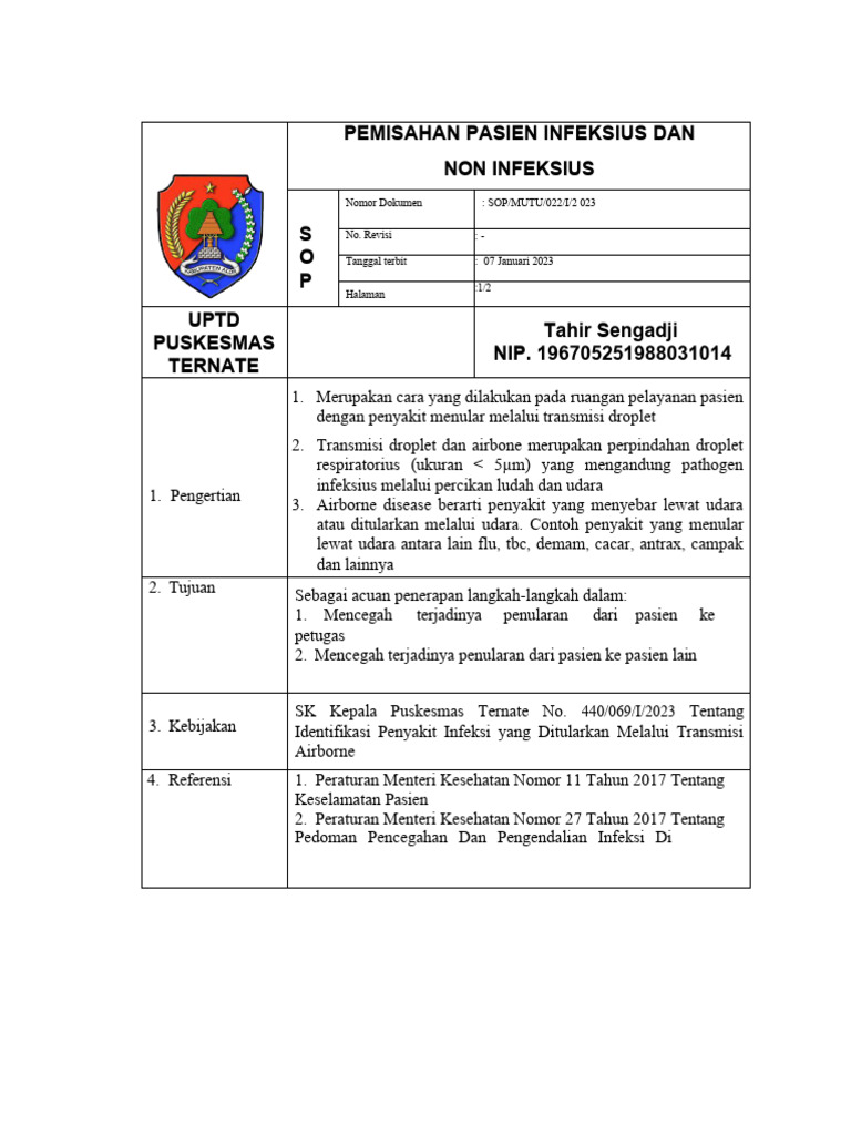 SOP Pemisahan Pasien PPI FIX | PDF | Pengembangan Diri | Sains & Matematika