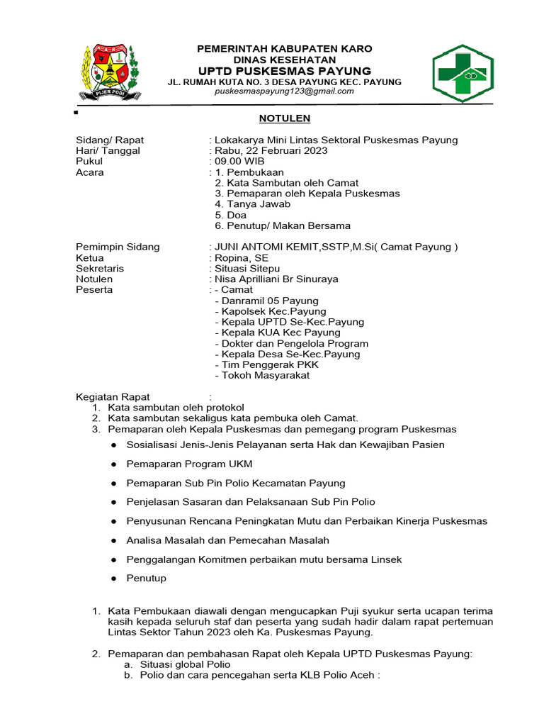 Lokakarya Mini Puskesmas Payung 2023 | PDF