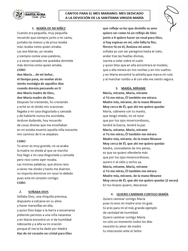 Cantos A La Virgen | PDF | María, madre de Jesús | Oración