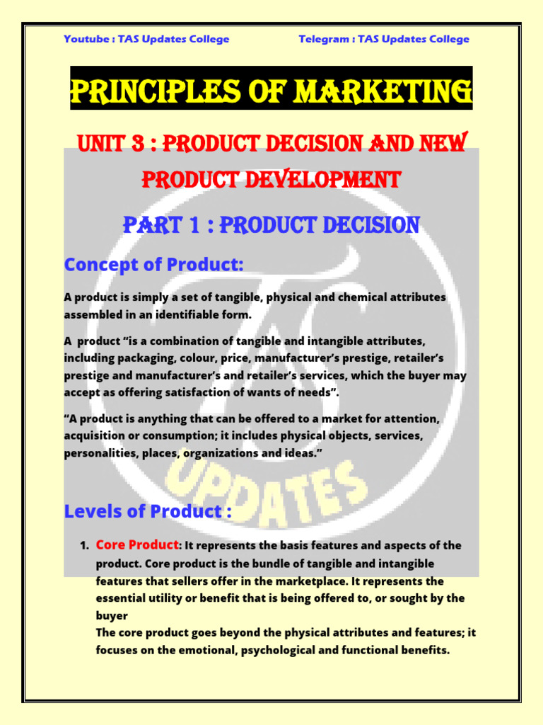 Principles of Marketing Unit 3 Product Decision and New Product | PDF | Brand | Product (Business)