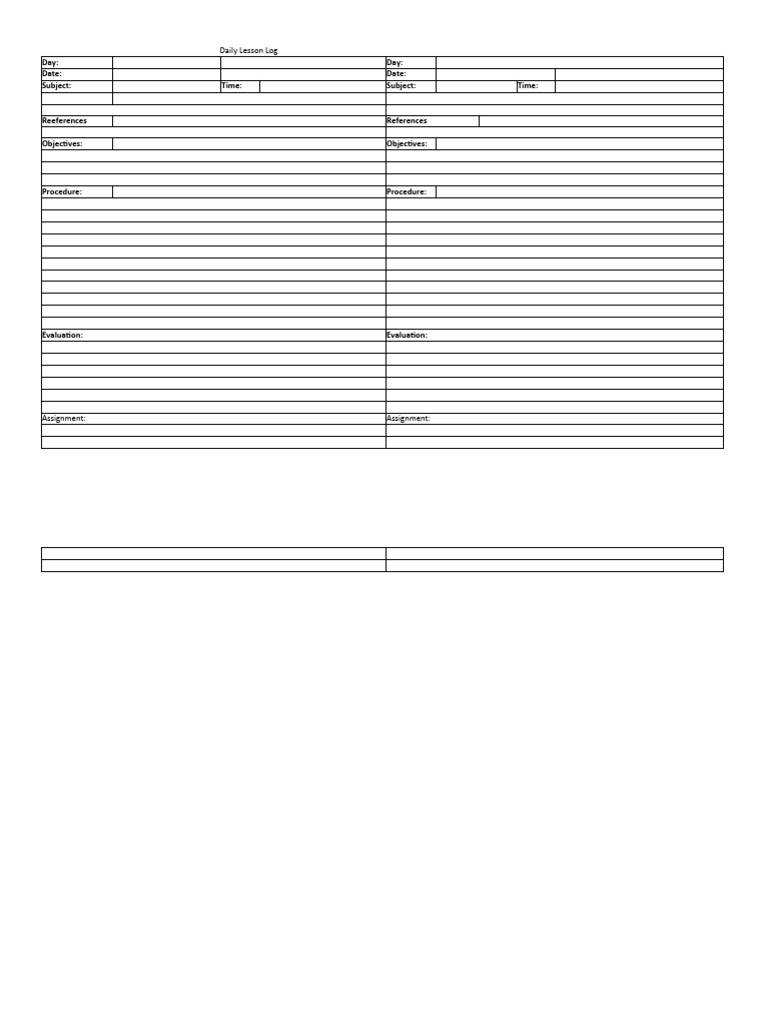 Daily Lesson Log Template | PDF