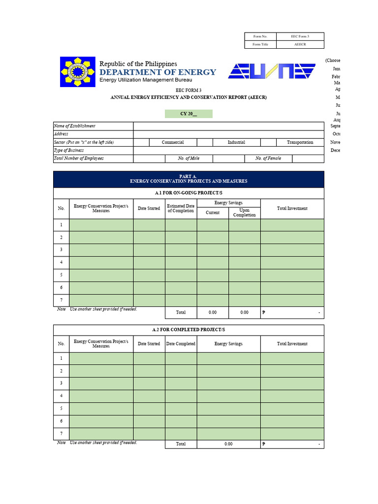 Annual Energy Efficiency Report Form | PDF | Energy Conservation | Fuels