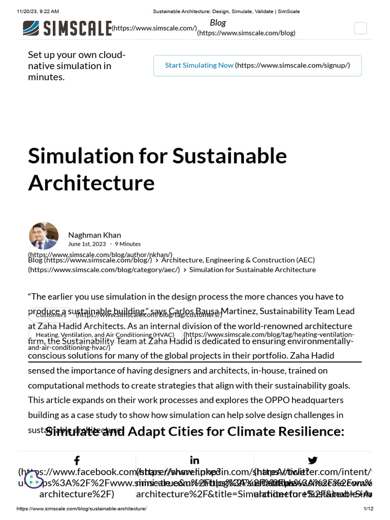 Simulation for Sustainable Architecture | PDF | Simulation | Cloud Computing