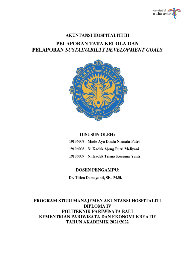 Makalah Pelaporan Tata Kelola Dan Pelaporan Sustainability Development Goals | PDF