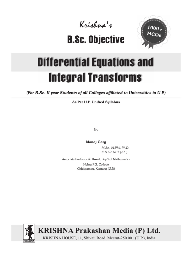 Differential Equations and Transforms Guide | PDF | Partial ...