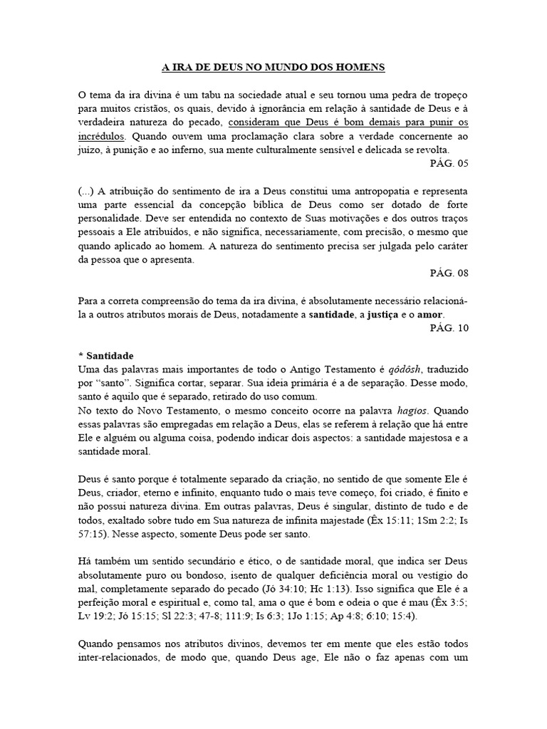 A Ira de Deus e Sua Justiça | PDF | Santo | Deus