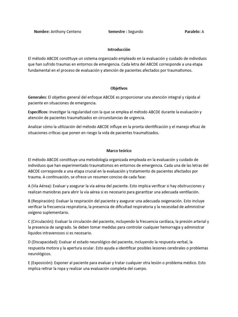 Método ABCDE en Emergencias Trauma | PDF | Especialidades Medicas ...