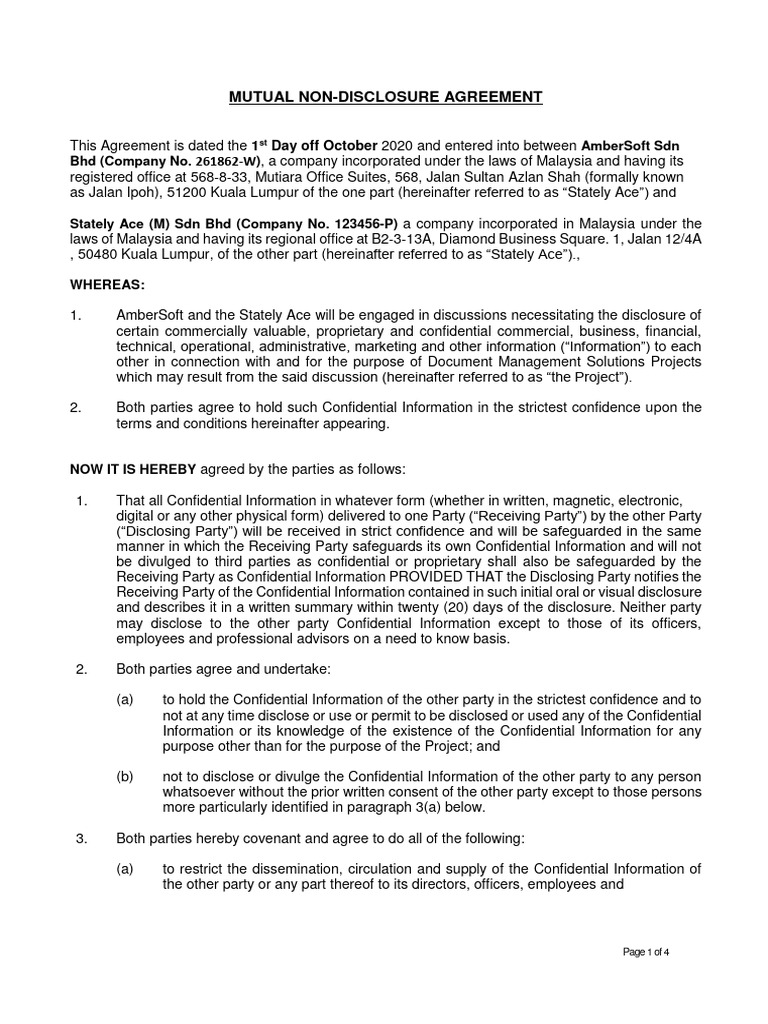 Sample Contract | Download Free PDF | Confidentiality | Legal Remedy