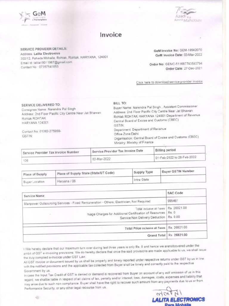 Generator Operator Bill Feb 2022 Gem | PDF