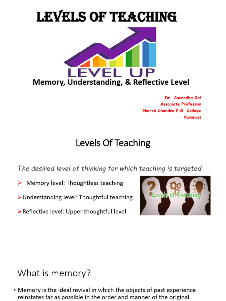 Levels of Teaching: Memory, Understanding, Reflective | PDF | Teachers ...