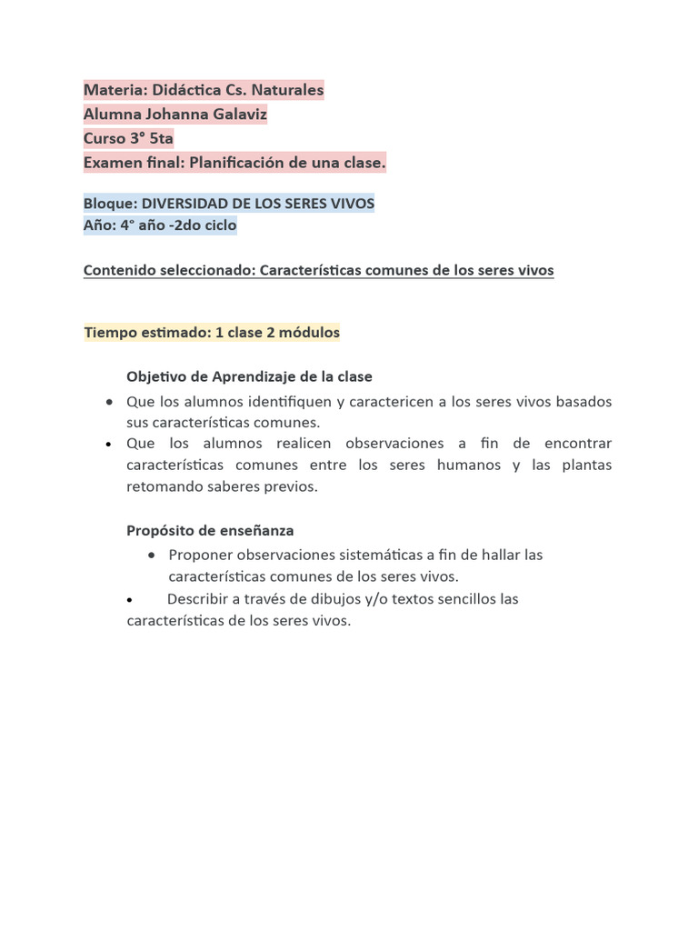 Galaviz-Planificación Final Naturales II | PDF | Plantas | Adultos