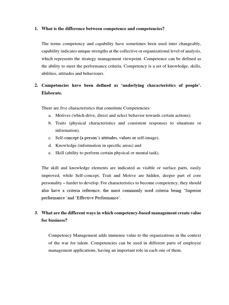 Competency Management Notes | Download Free PDF | Competence (Human ...