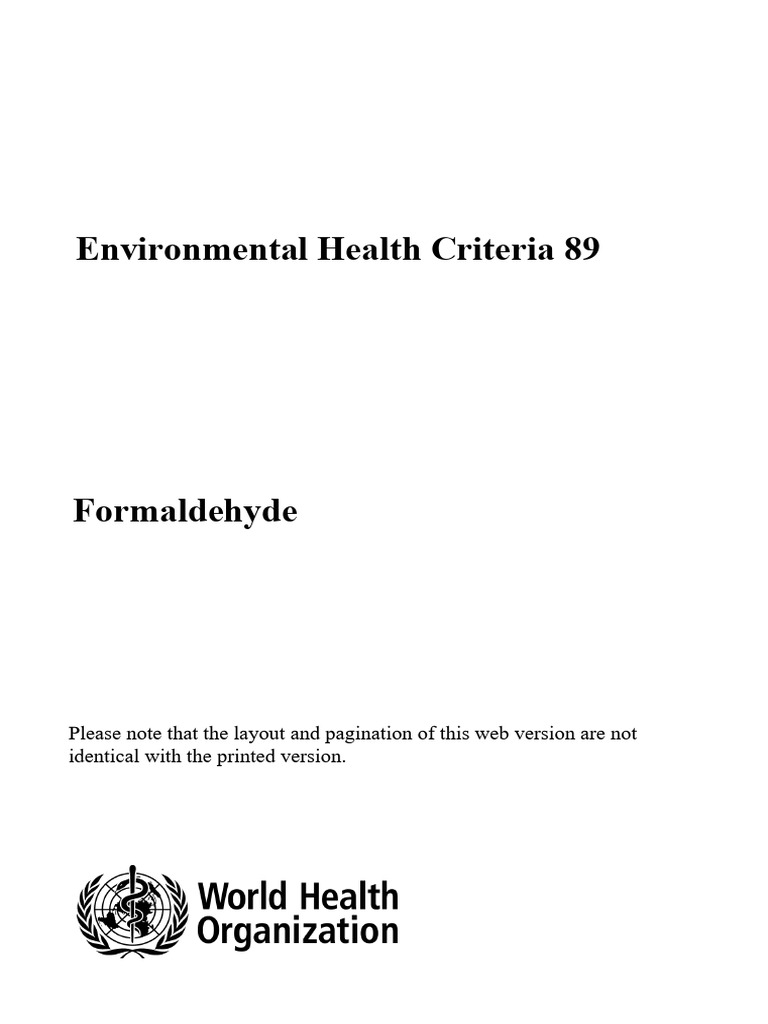 Environmental Health Criteria 89 | PDF | Formaldehyde | Atmosphere Of Earth