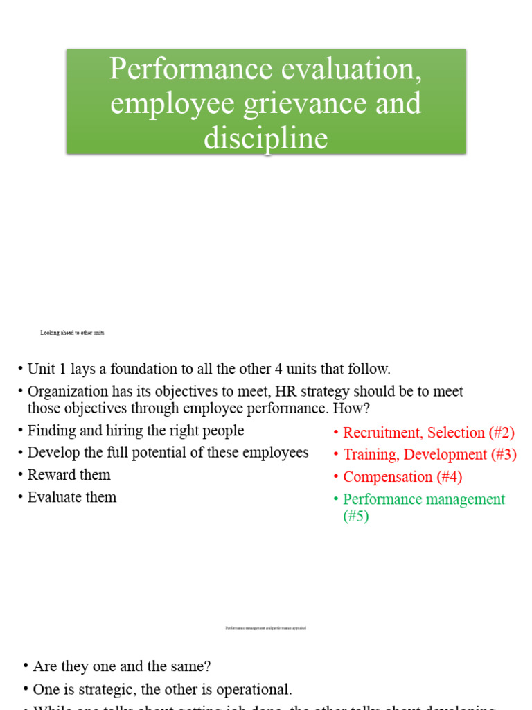 Performance Evaluation, Employee Grievance and Discipline | PDF | Performance Appraisal | Business