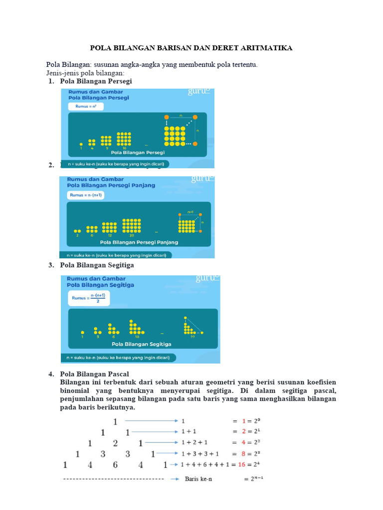 Pola Bilangan Barisan Dan Deret | PDF | Metode & Bahan Ajar
